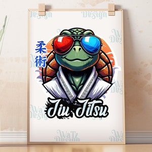 Jiu Jitsu Turtle Png, Bjj Tortoise in Shades Sublimation Design, Train ...