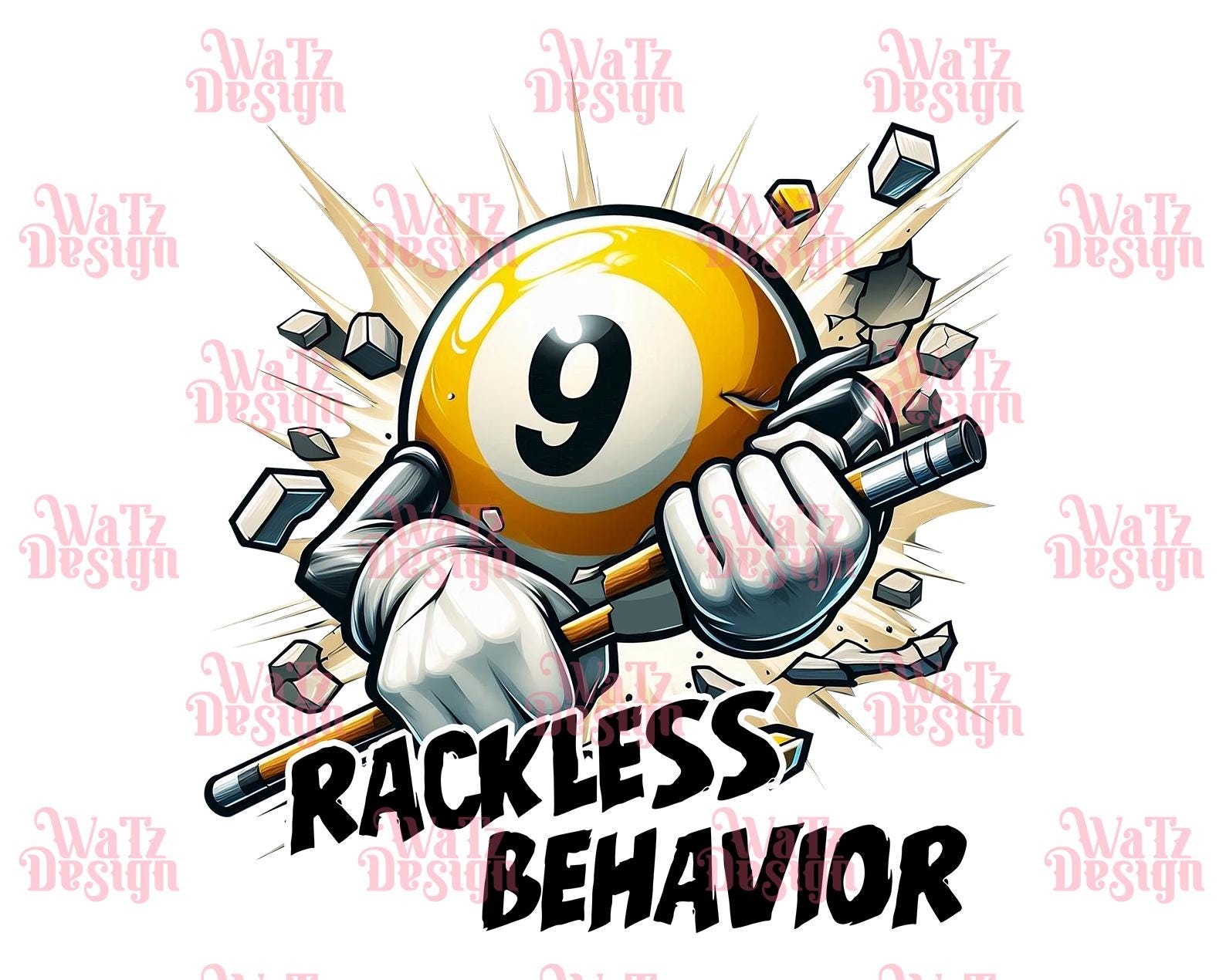9 Ball Breaking Pool Cue Design | Rackless Behavior Art, Pool Lover ...