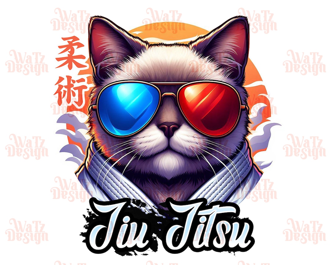 Jiu Jitsu Cat Png, Bjj Cat in Shades Sublimation Design, Train ...