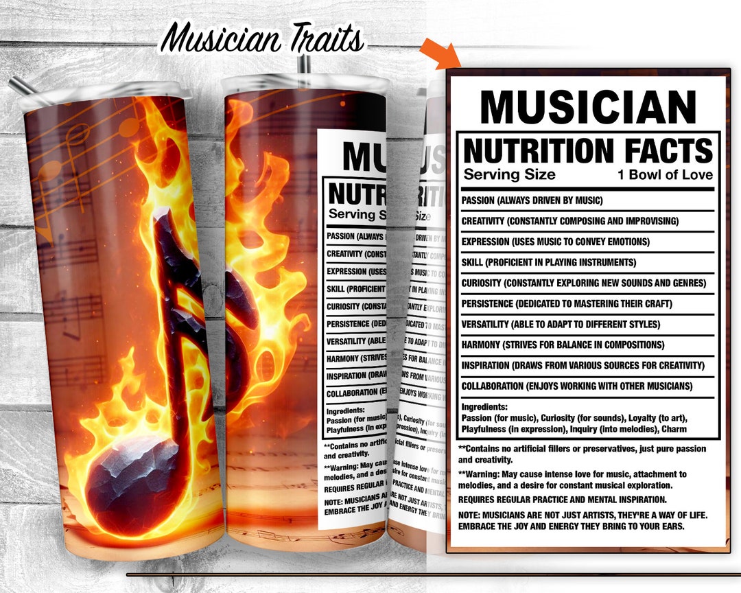 Flaming Music Clef 20oz Skinny Tumbler Design, 3d Music Ingredients ...