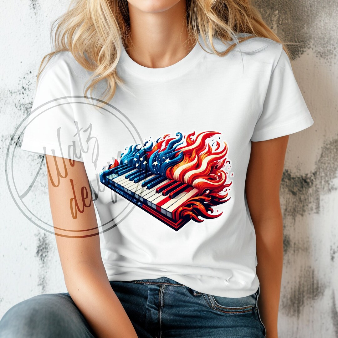 Patriotic Flaming Piano Keys PNG - American Flag Music Keyboard ...