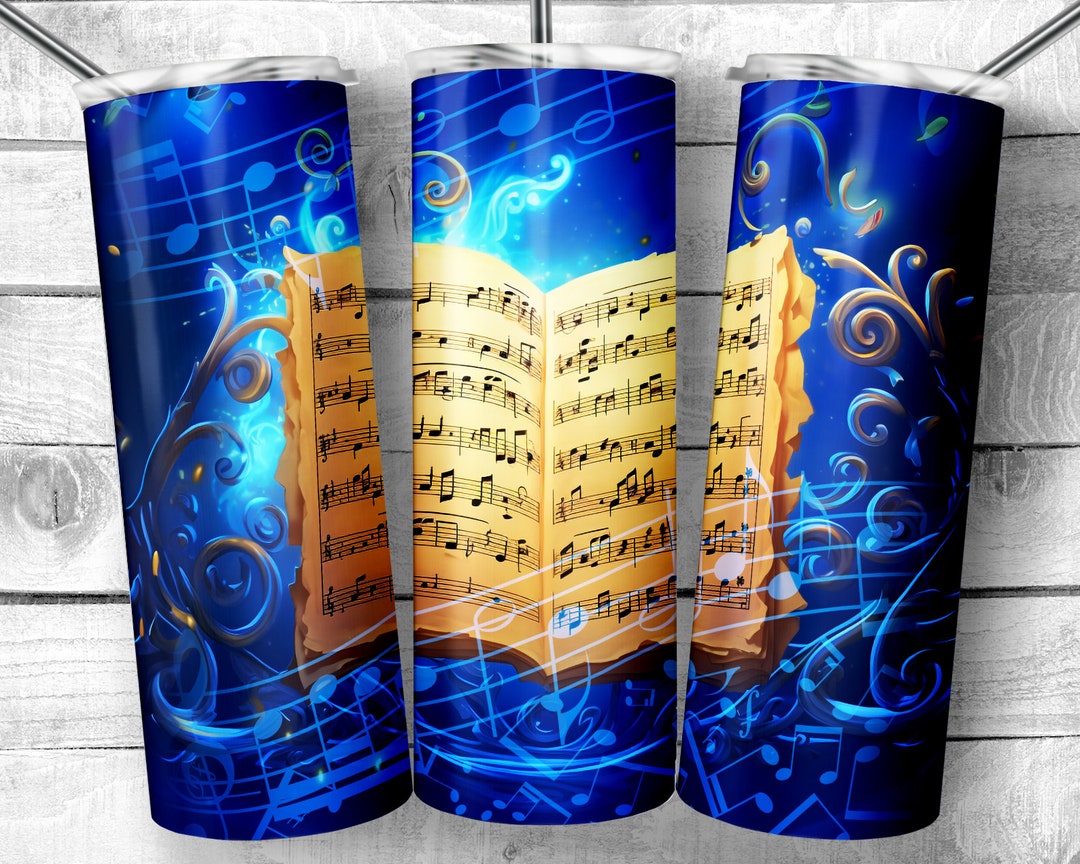 Sheet Music With Notes 20oz Skinny Tumbler Design, Cartoon Vivid Music ...