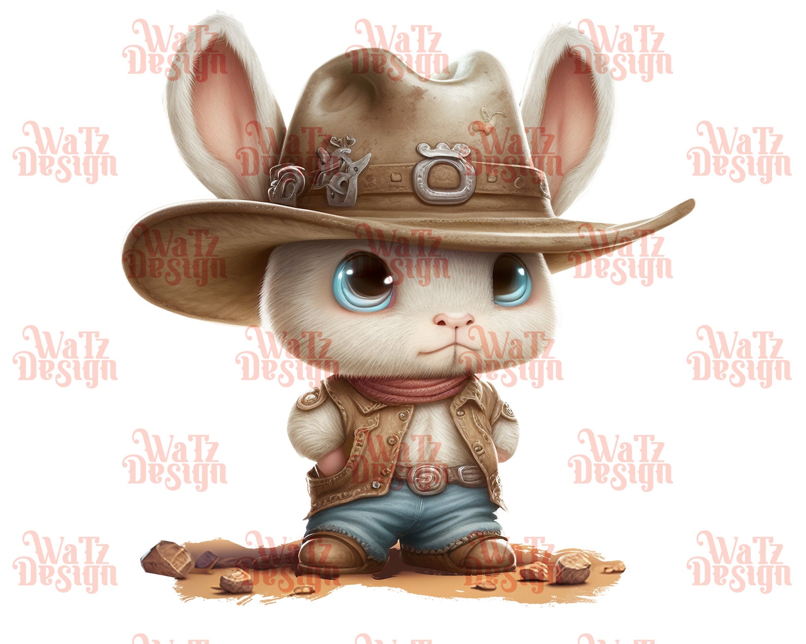 Cute Bunny With Cowboy Hat Png Western Themed Rabbit - Etsy