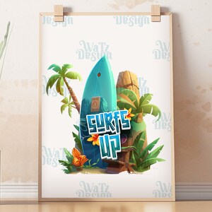 Surf's up Png, Beach Life Design, Surf Board Png, Tropical Life PNG ...