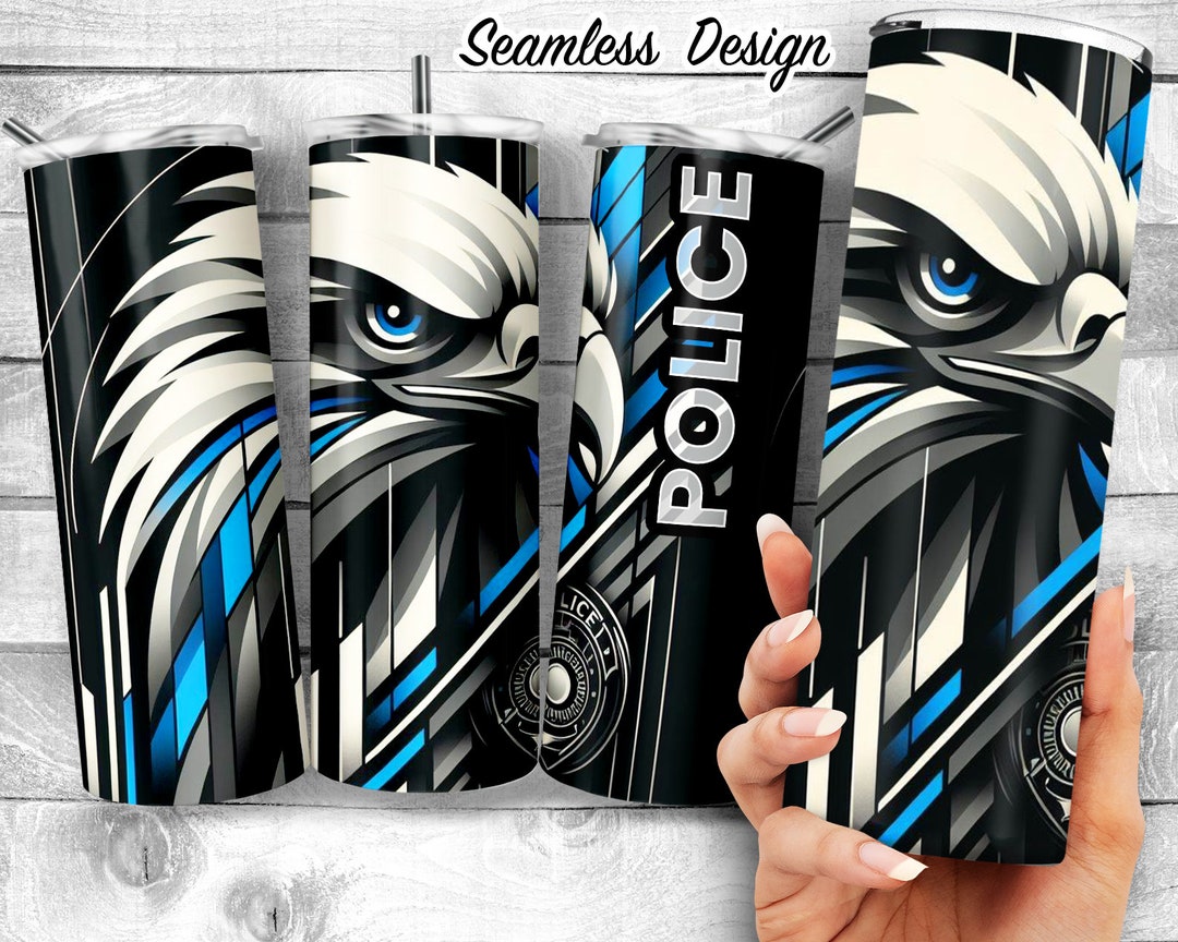 Abstract Police Eagle 20oz Skinny Tumbler Design | Modern Eagle Cop ...