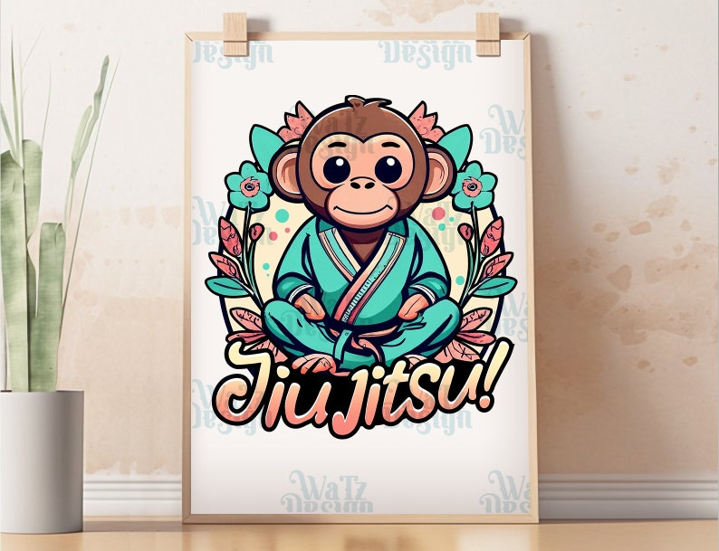 Jiu Jitsu Chibi Ape PNG - Monkey Brazilian Jiu Jitsu BJJ Design - Jitz ...
