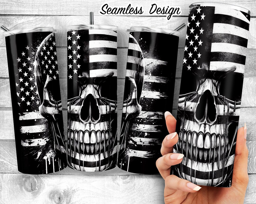Correctional Officer Flag Patriotic Skull 20oz Skinny Tumbler Design ...