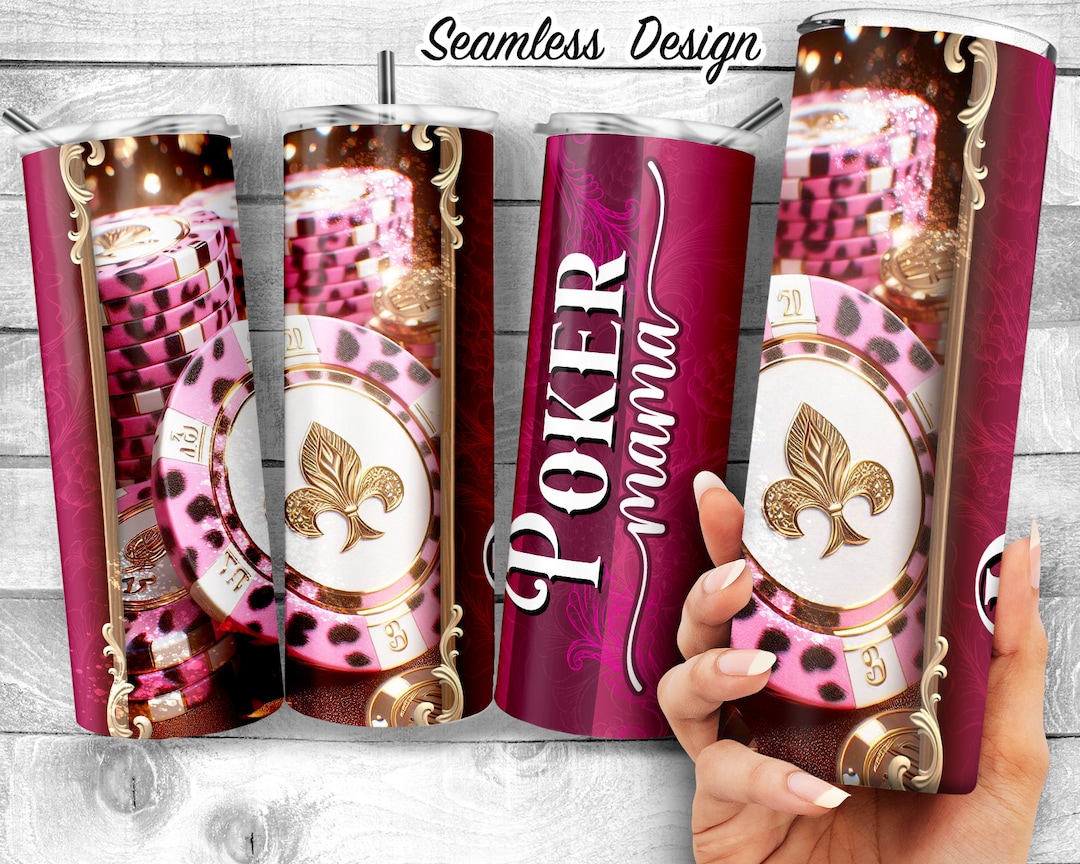 Gold and Pink Leopard Print Poker Mama 20oz Skinny Tumbler Sublimation ...