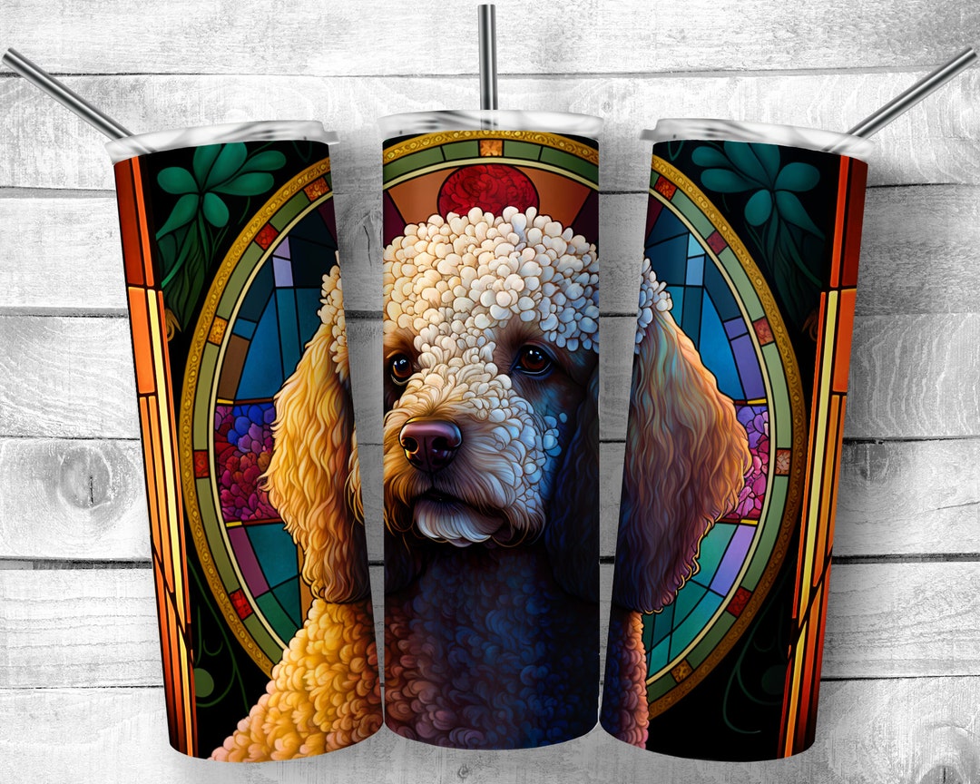 Poodle Stained Glass 20oz Skinny Tumbler Design, French Poodle Ornate ...