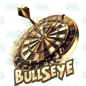 Gold and Black Bullseye Dart Board Png, Luxury Darts Design Png, Gold ...