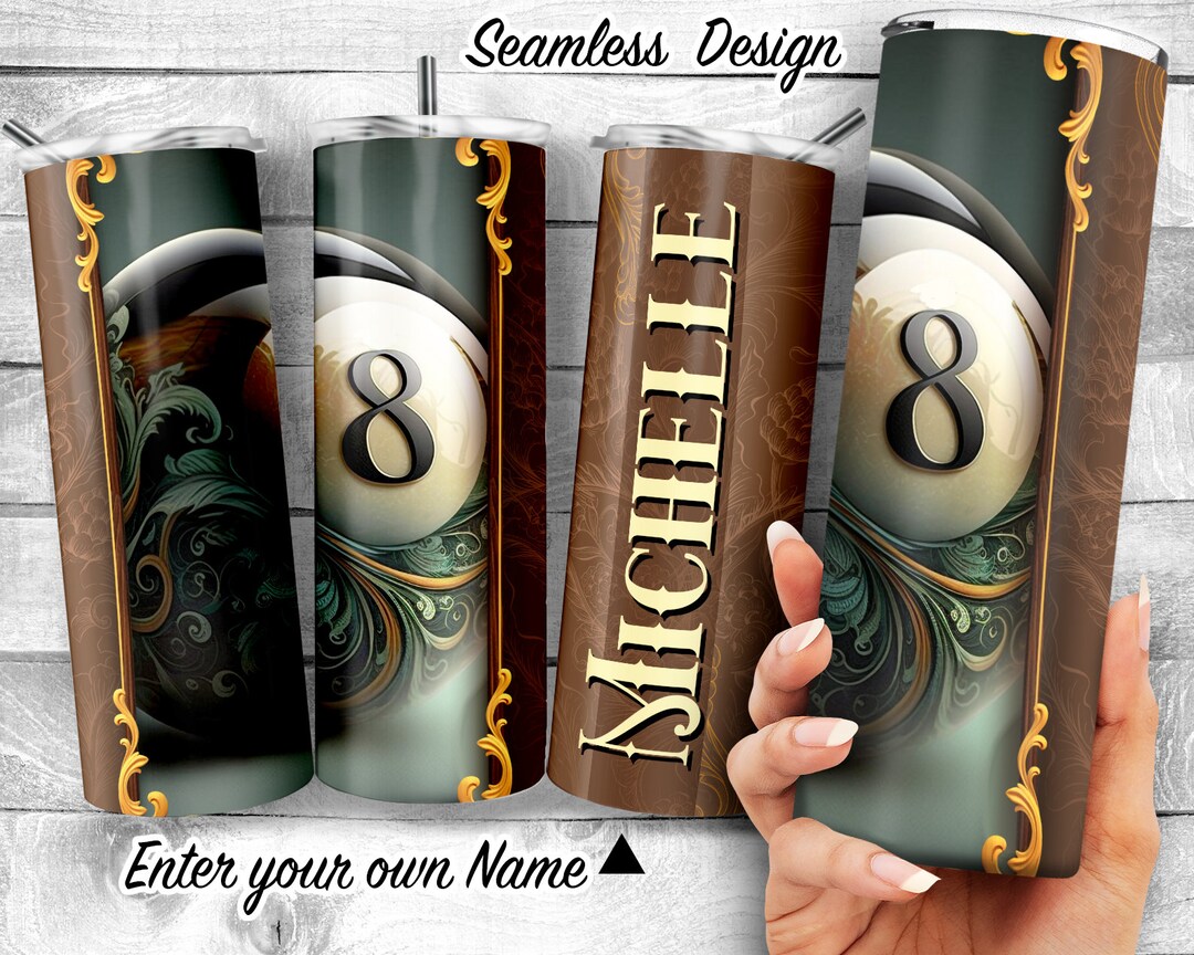 Vintage 8 Ball 20 Oz Skinny Tumbler Sublimation Design, Custom Text ...
