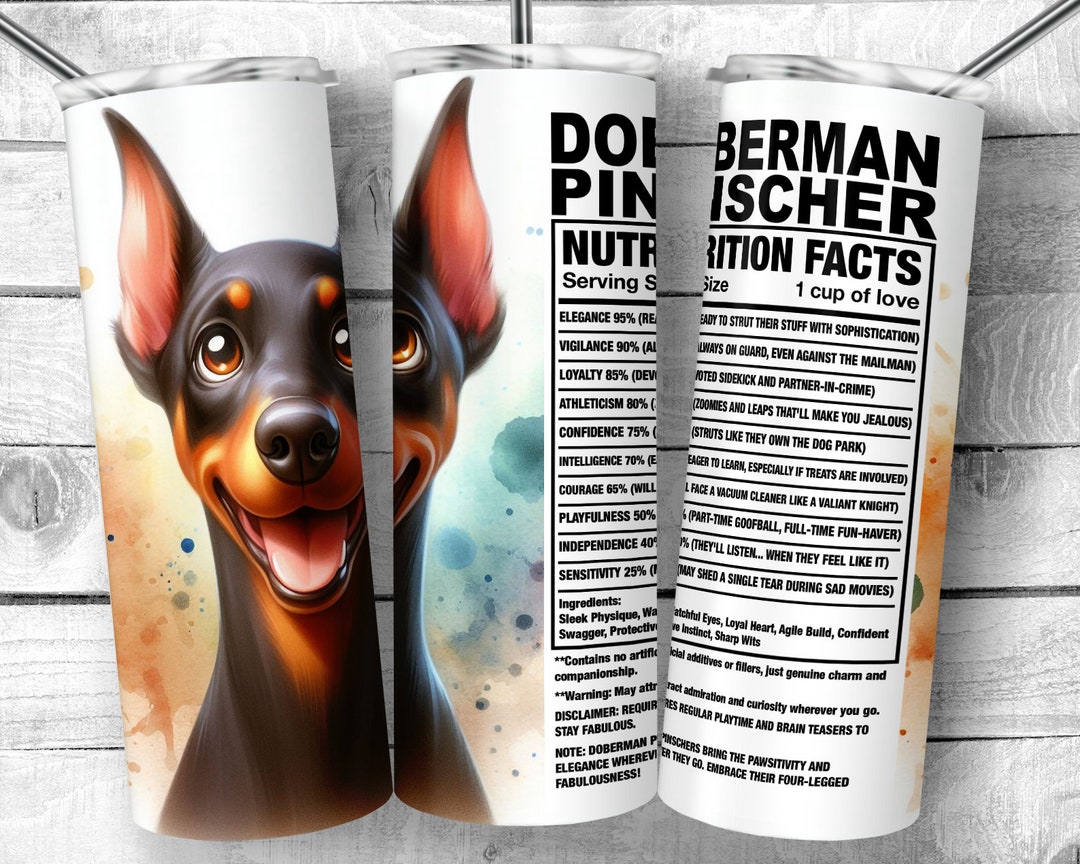 Cute Doberman Pinscher 20oz Skinny Tumbler Design, Dobie Dog Facts ...