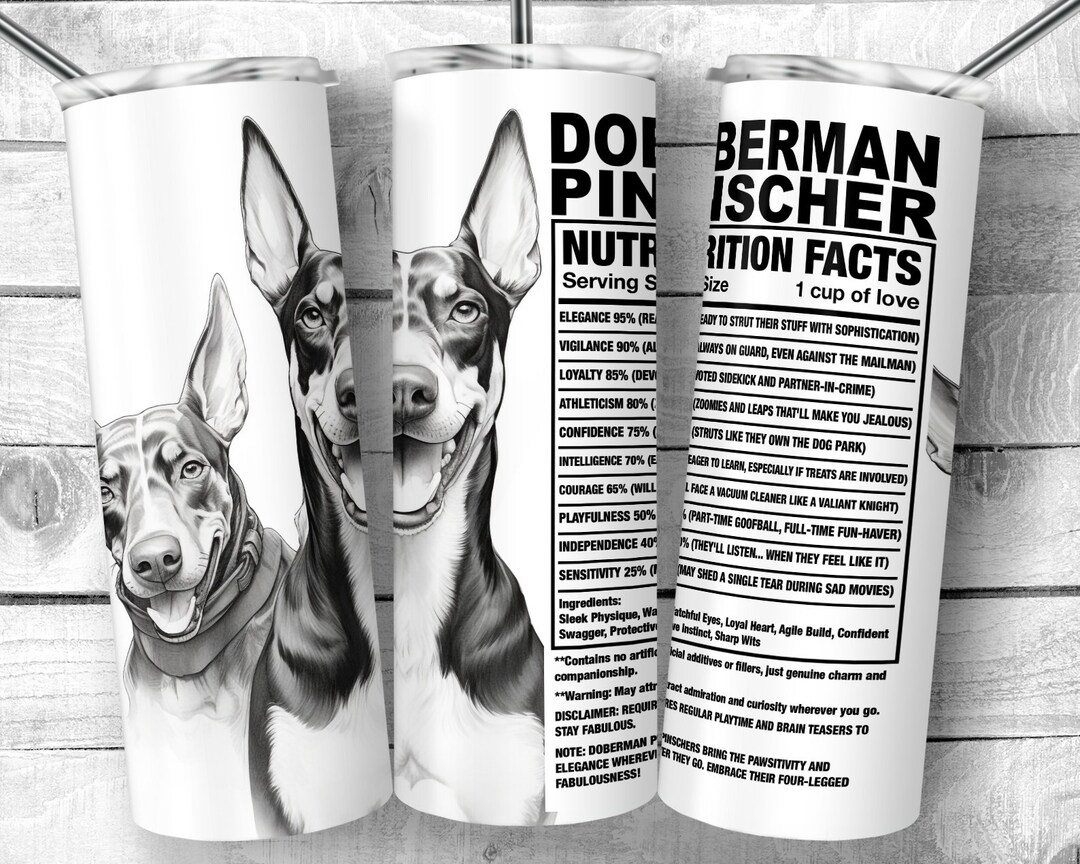 Doberman Pinscher 20oz Skinny Tumbler Design, Dobie Dog Facts, Dobber ...