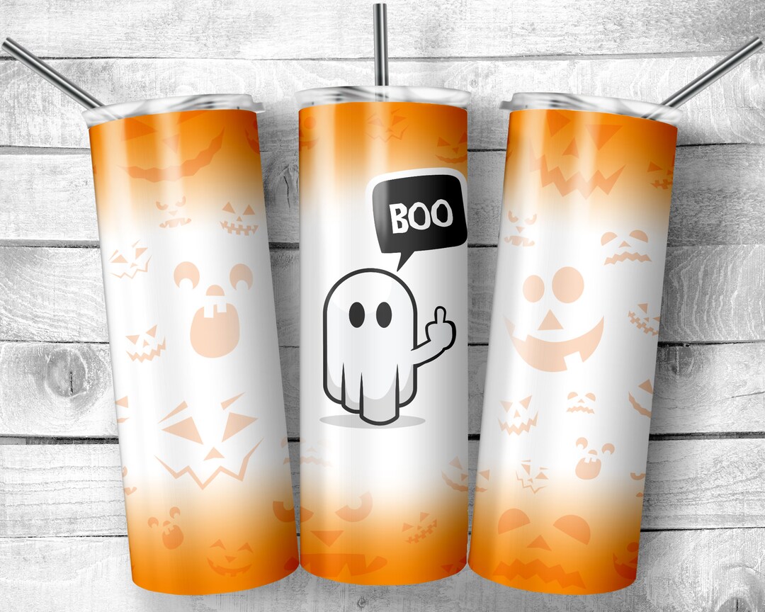 Halloween Tumbler, 20 Oz Skinny Tumbler, Ghost Middle Finger Tumbler ...