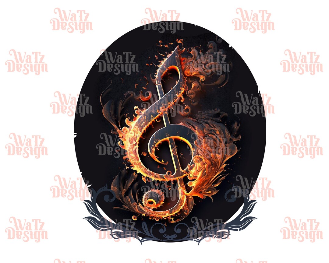 Flaming Music Clef PNG, 3d Music Note Sublimation Design, Big Musical ...