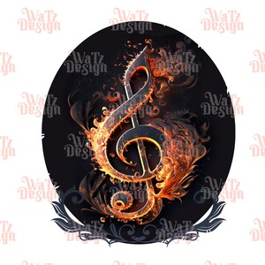 Flaming Music Clef PNG, 3d Music Note Sublimation Design, Big Musical ...