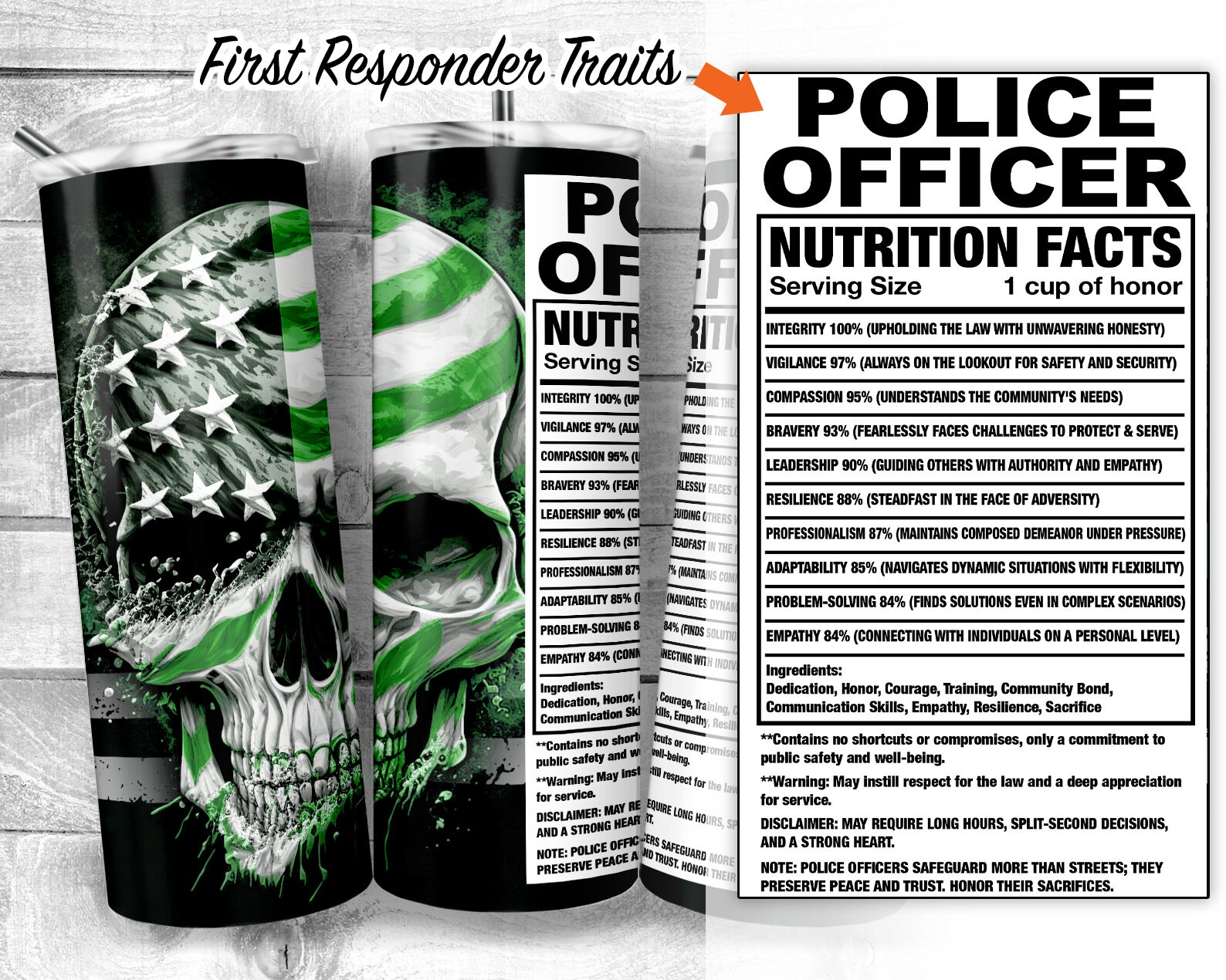Sheriff Skull 20oz Skinny Tumbler Design, Police Officer Facts, Cop ...