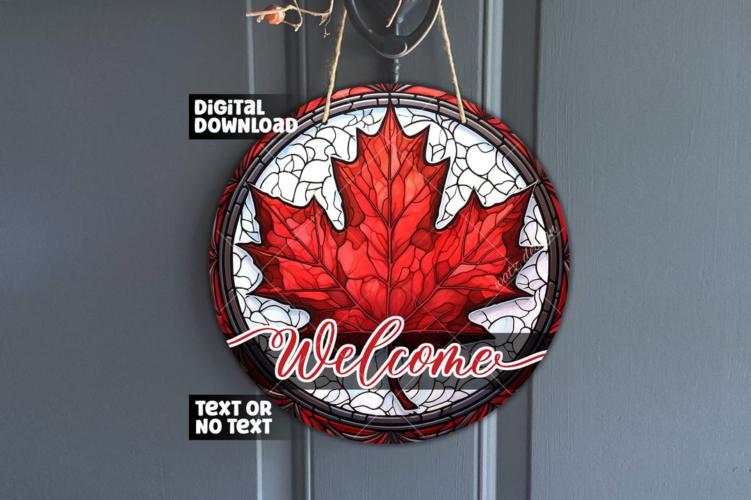 Faux Stained Glass Canadian Leaf Design, Canada Maple Leaf Wreath ...