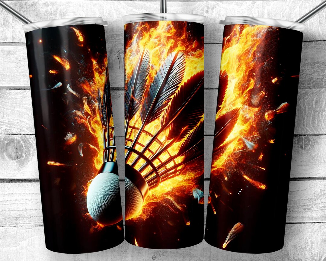 Badminton Shuttlecock 20oz Skinny Tumbler Sublimation Design, Shuttle ...