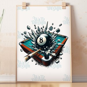 8 Balls Breaking Out Png, Billiards Ball Busting Out Sublimation Design ...