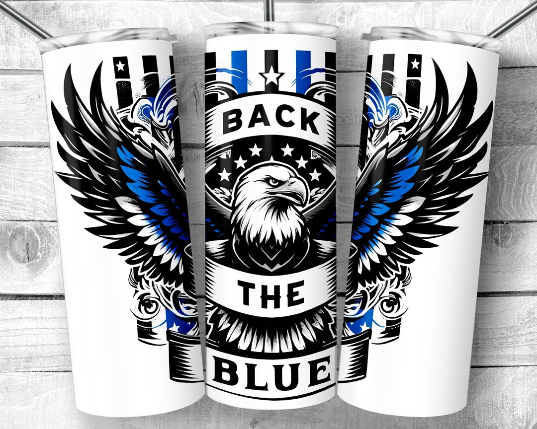 Blue Line Eagle Tumbler, 20oz Skinny Tumbler Design | Back the Blue ...
