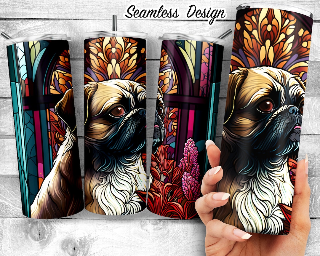 Russell Griffon Pointer Stained Glass 20oz Skinny Tumbler Design ...
