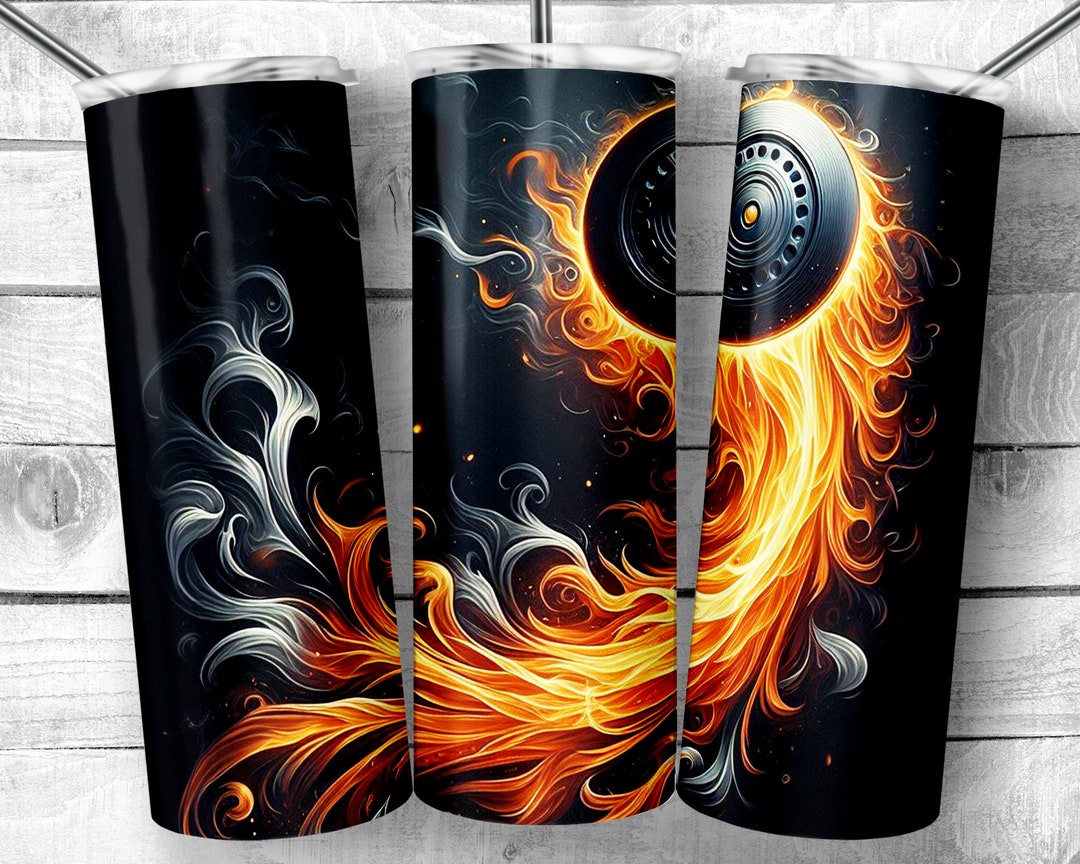 Flaming Disc Golf Disc 20oz Skinny Tumbler Sublimation Design,disc Golf ...
