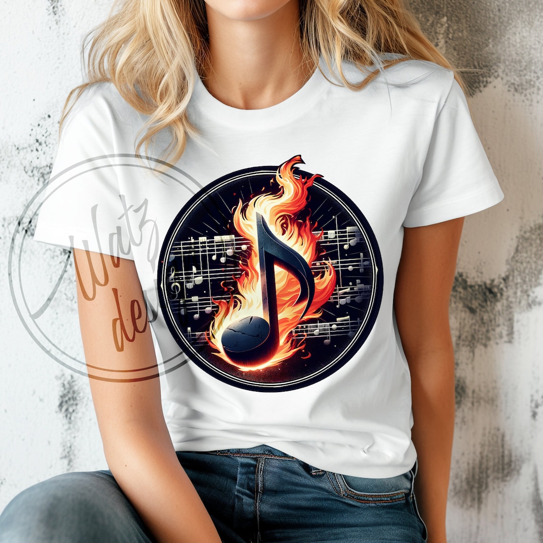 Flaming Rock Music Clef PNG, 3d Music Note Sublimation Design, Big ...