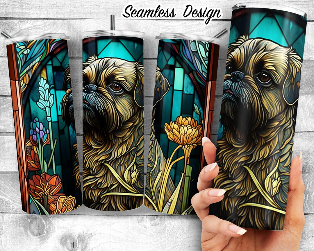 Russell Griffon Pointer Stained Glass 20oz Skinny Tumbler Design ...