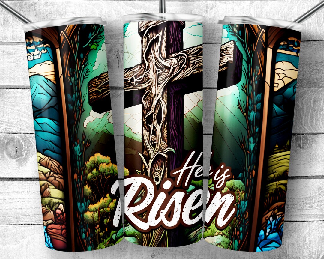 Stained Glass 20oz Skinny Tumbler Cross Design, Christian Tumbler Wrap ...