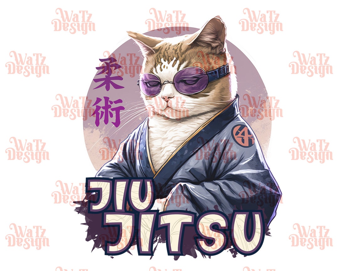 Jiu Jitsu Cat Png, Bjj Cat in Shades Sublimation Design, Roll Brazilian ...