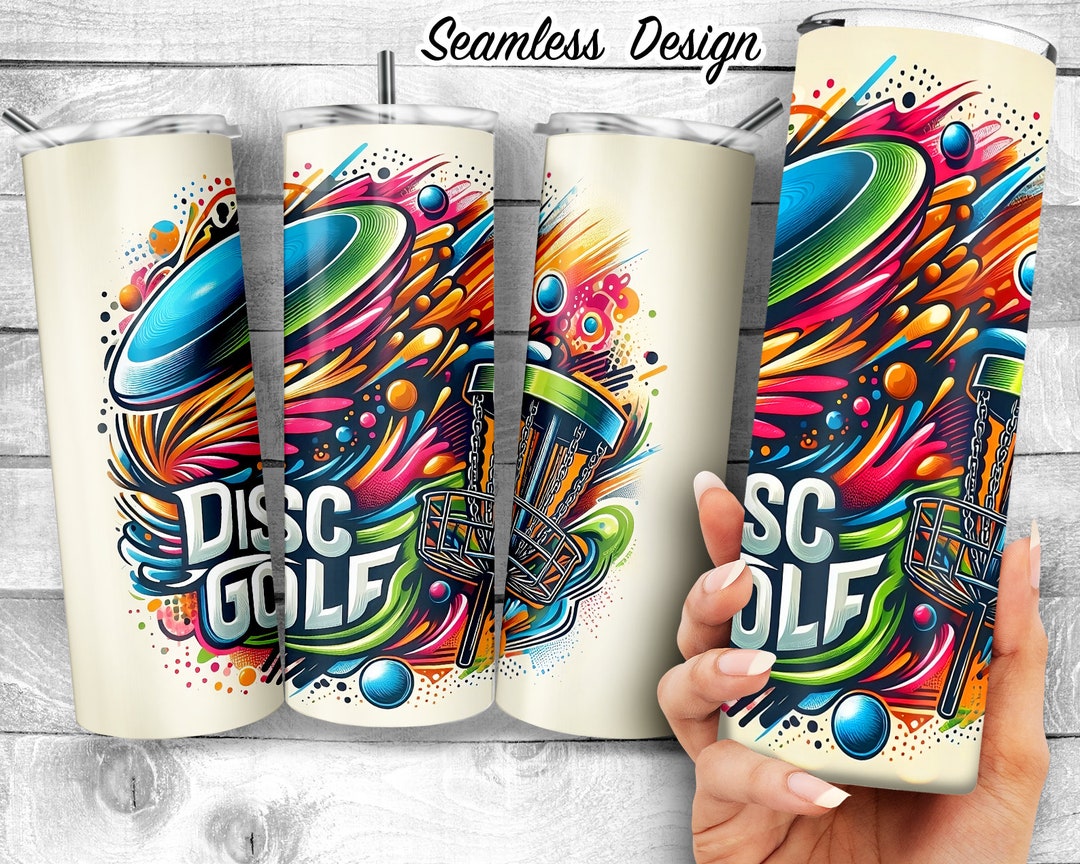 Colorful Disc Golf 20 Oz Skinny Tumbler Sublimation Design, Frisbee ...