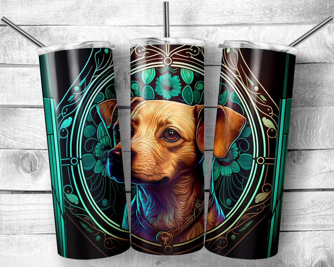 Chiweenie Stained Glass 20oz Skinny Tumbler Design, Choxie Ornate Stain ...