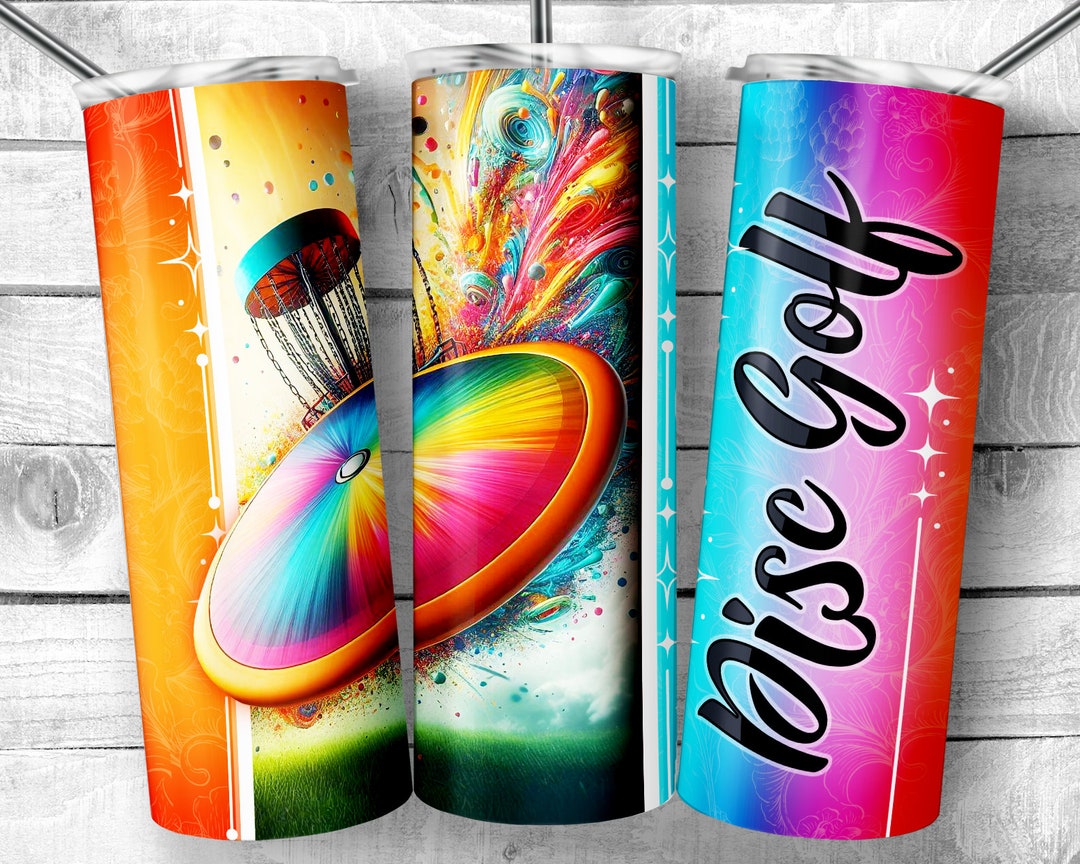 Colorful Disc Golf 20 Oz Skinny Tumbler Sublimation Design, Frisbee ...