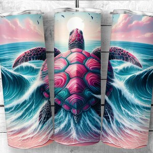 Turtle With Pink Shell in Ocean 20oz Skinny Tumbler Design,turtle and ...