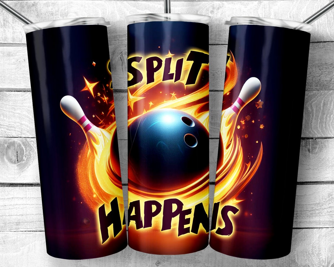 Split Happens Flaming Bowling Ball 20oz Skinny Tumbler Sublimation ...