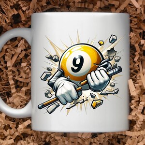 9 Ball Breaking Pool Cue Design | Dynamic Billiards Art, Pool Lover ...