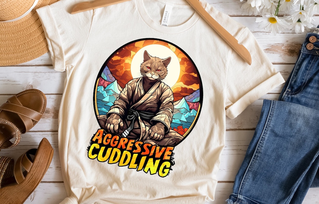 Jiu Jitsu Aggressive Cuddling Cat Png, Funny Brazilian Jiu Jitsu ...