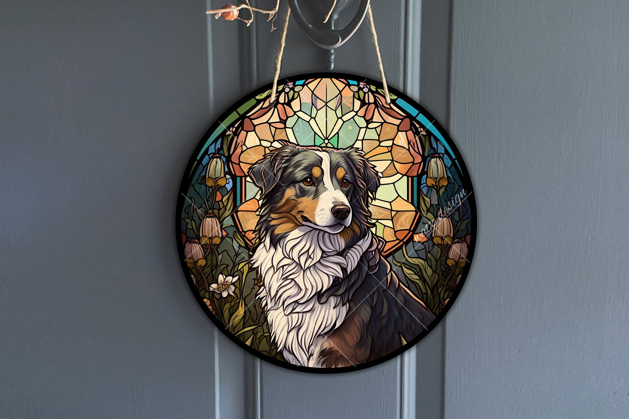 Faux Stained English Shepherd Sign, Farm Collie Vintage Sign for ...