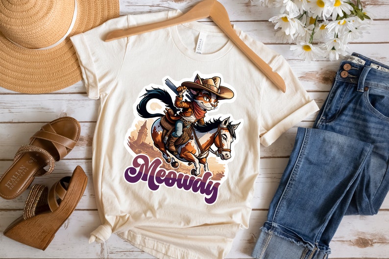 Meowdy Meme Png Meowdy Cat Cowboy Riding a Horse Sublimation - Etsy