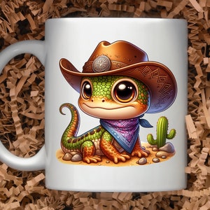 Cute Cowboy Lizard PNG - Western Themed Baby Reptile Sublimation Design ...