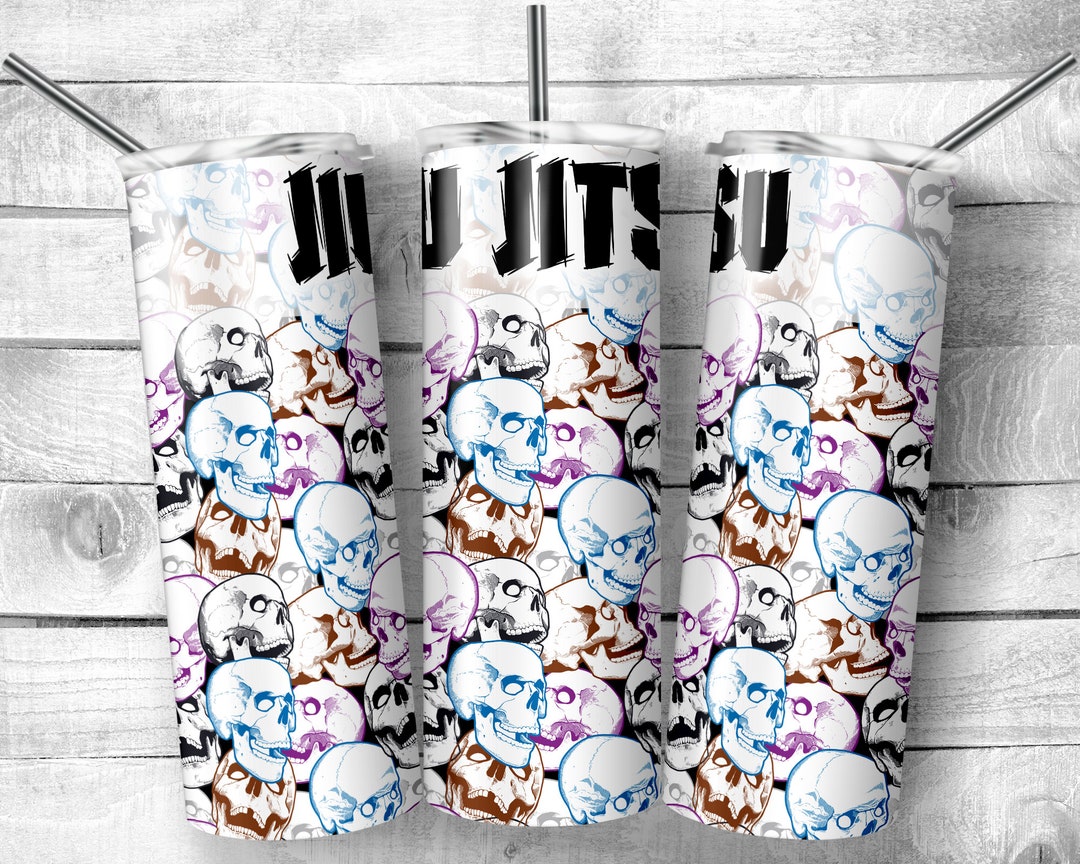 Brazilian Jiu Jitsu Belt Colors Skulls 20oz Skinny Tumbler Sublimation ...