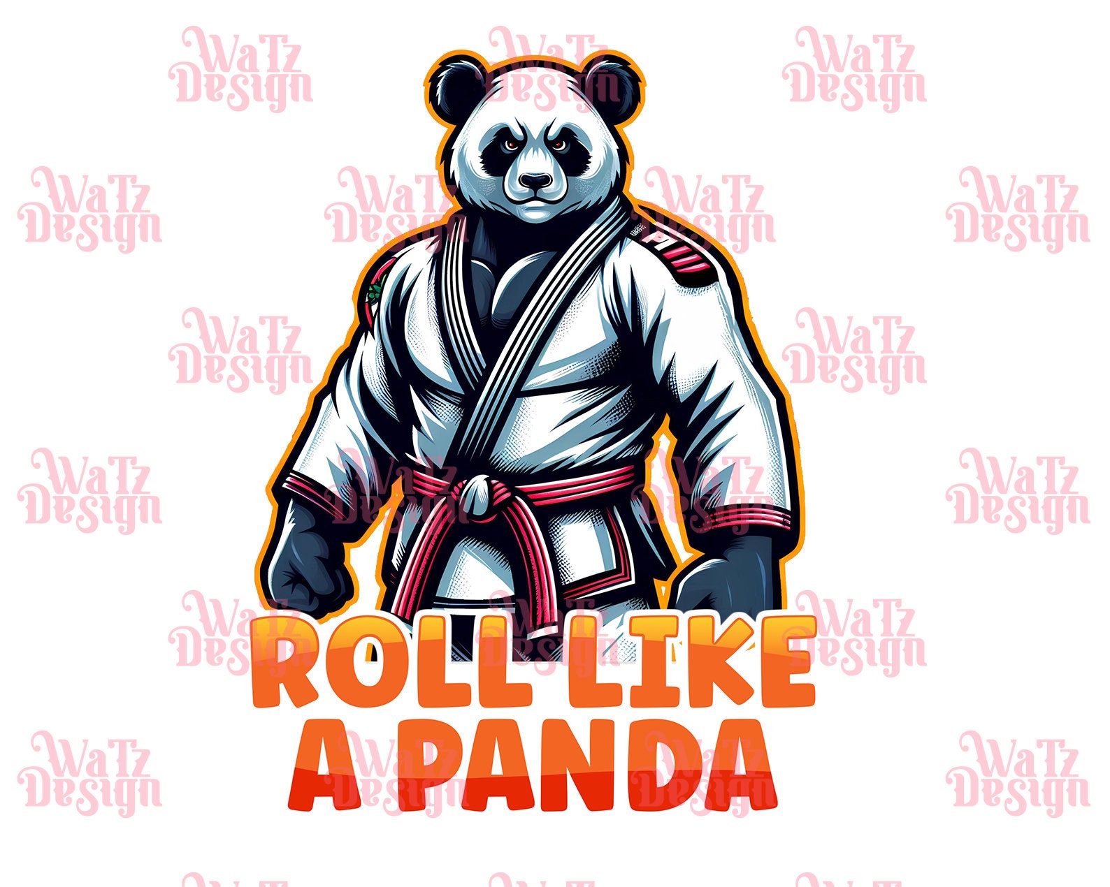 Jiu Jitsu Roll Like a Panda Png, Panda in a Jungle Gi Bjj Design ...