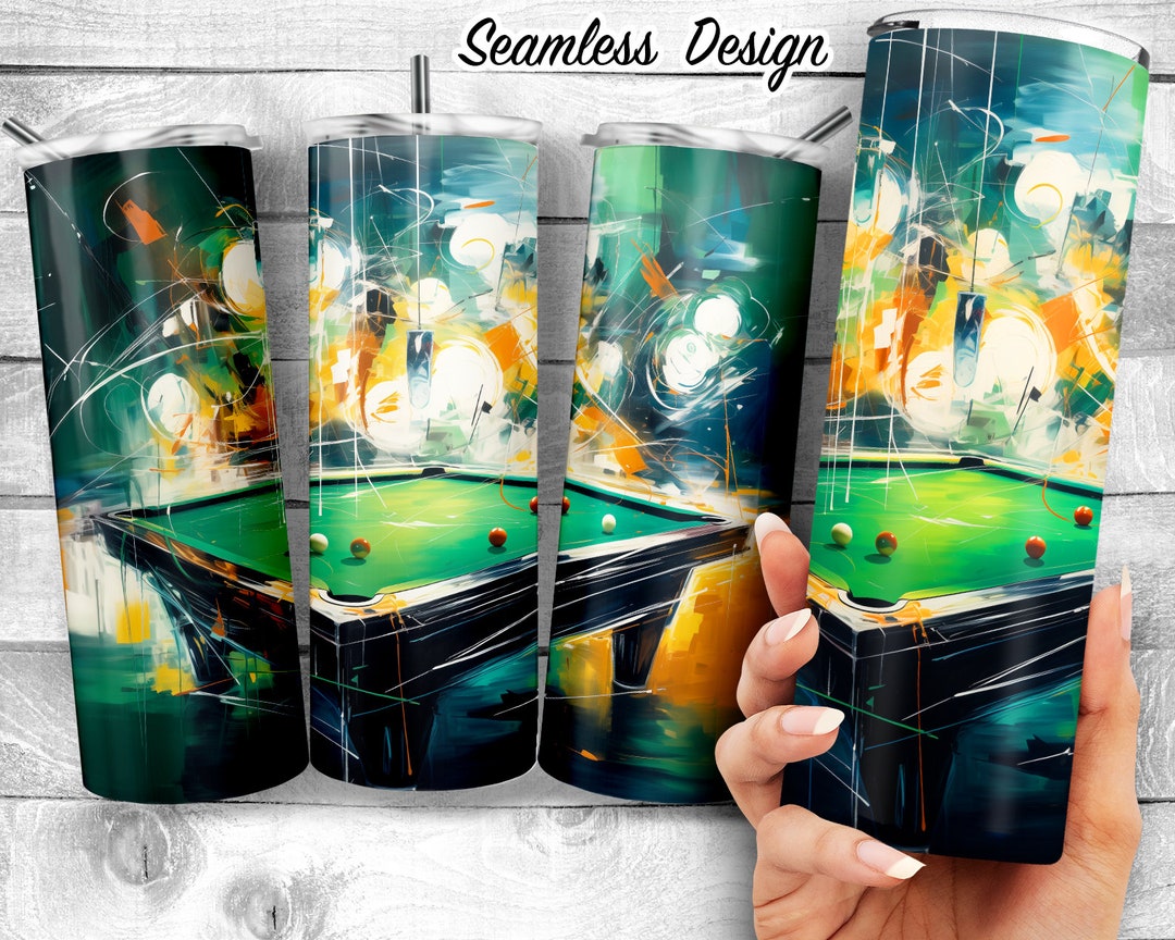 Painted Billiards Pool Table 20 Oz Skinny Tumbler Sublimation Design ...