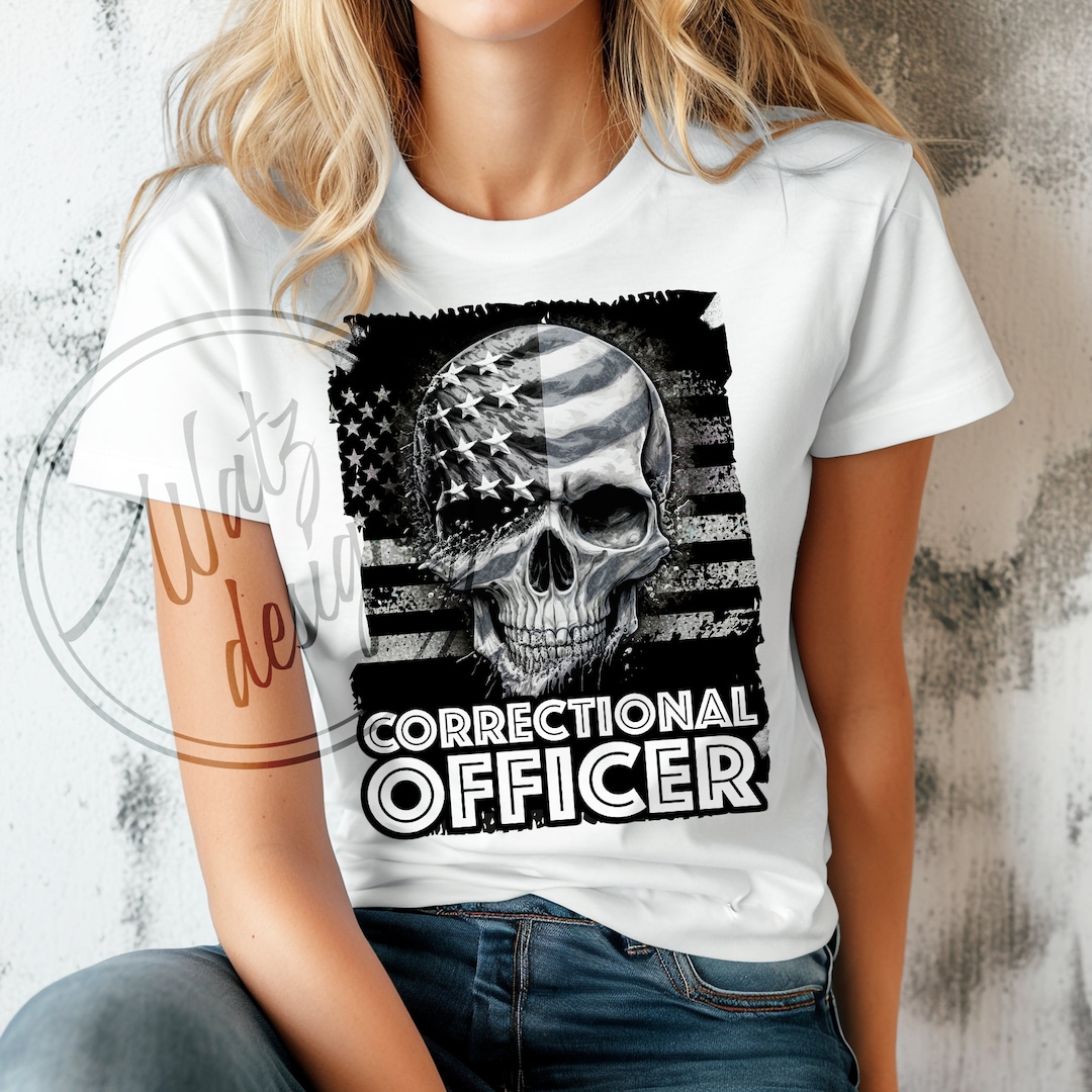 Correctional Officer Skull American Flag PNG, Patriotic Correctional ...