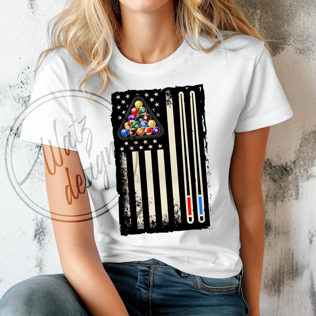 American Flag Billiards Wall Art | Patriotic Pool Cue and Balls Print ...