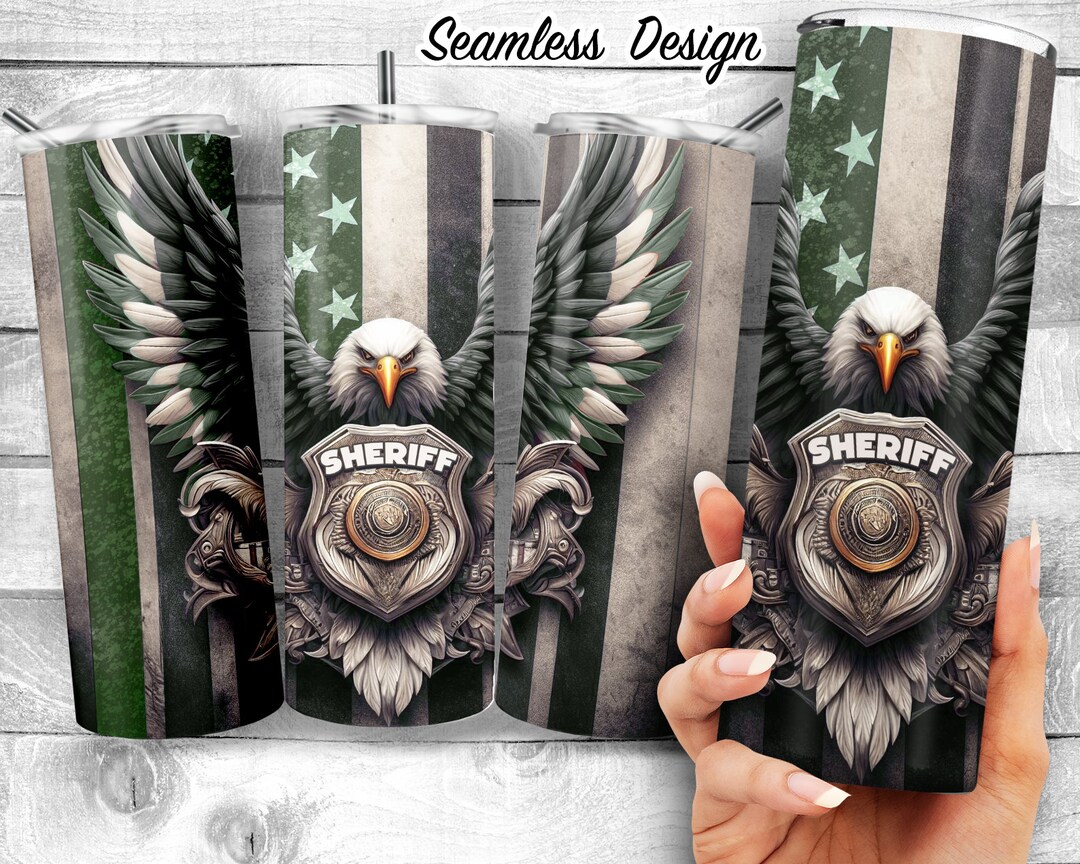 Sheriff Eagle Design, Police Emblem 20oz Skinny Tumbler Design | Law ...