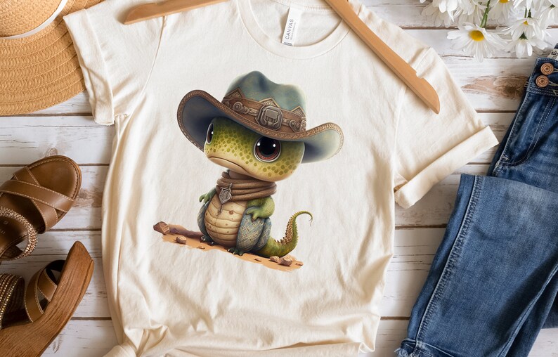 Cute Cowboy Lizard PNG Western Themed Baby Reptile - Etsy