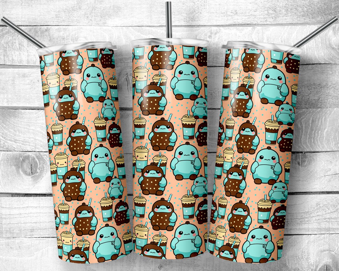 Kawaii Bubble Tea and Bigfoot 20oz Skinny Tumbler Design, Boba Tea and ...
