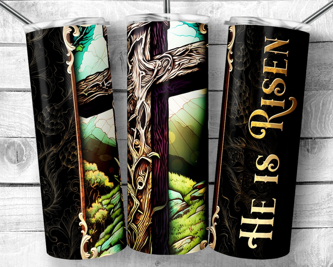 Stained Glass 20oz Skinny Tumbler Cross Design, Christian Tumbler Wrap ...